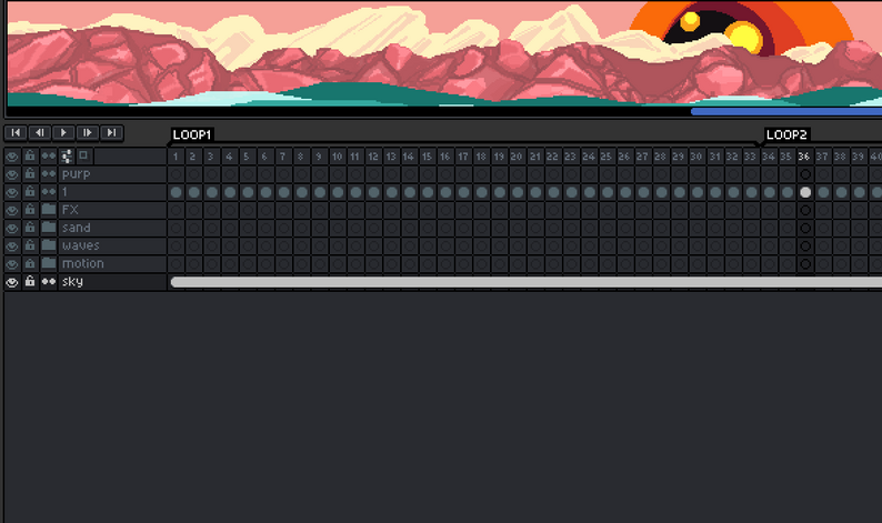 Pixel art background ocean water waves animation loop parallax ...