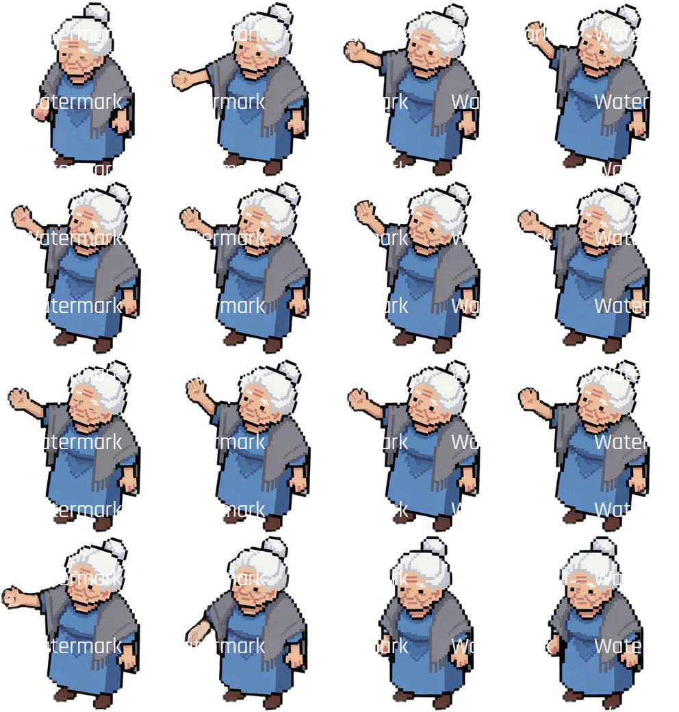 Old Woman Spritesheet Pixelart (Animated) by ToolBoxie