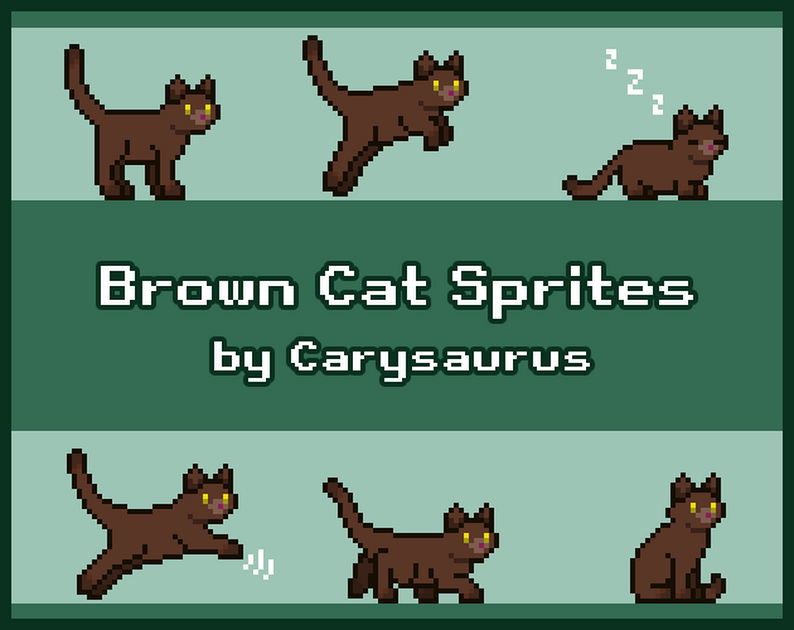 Brown Cat Sprites with Animations by carysaurus