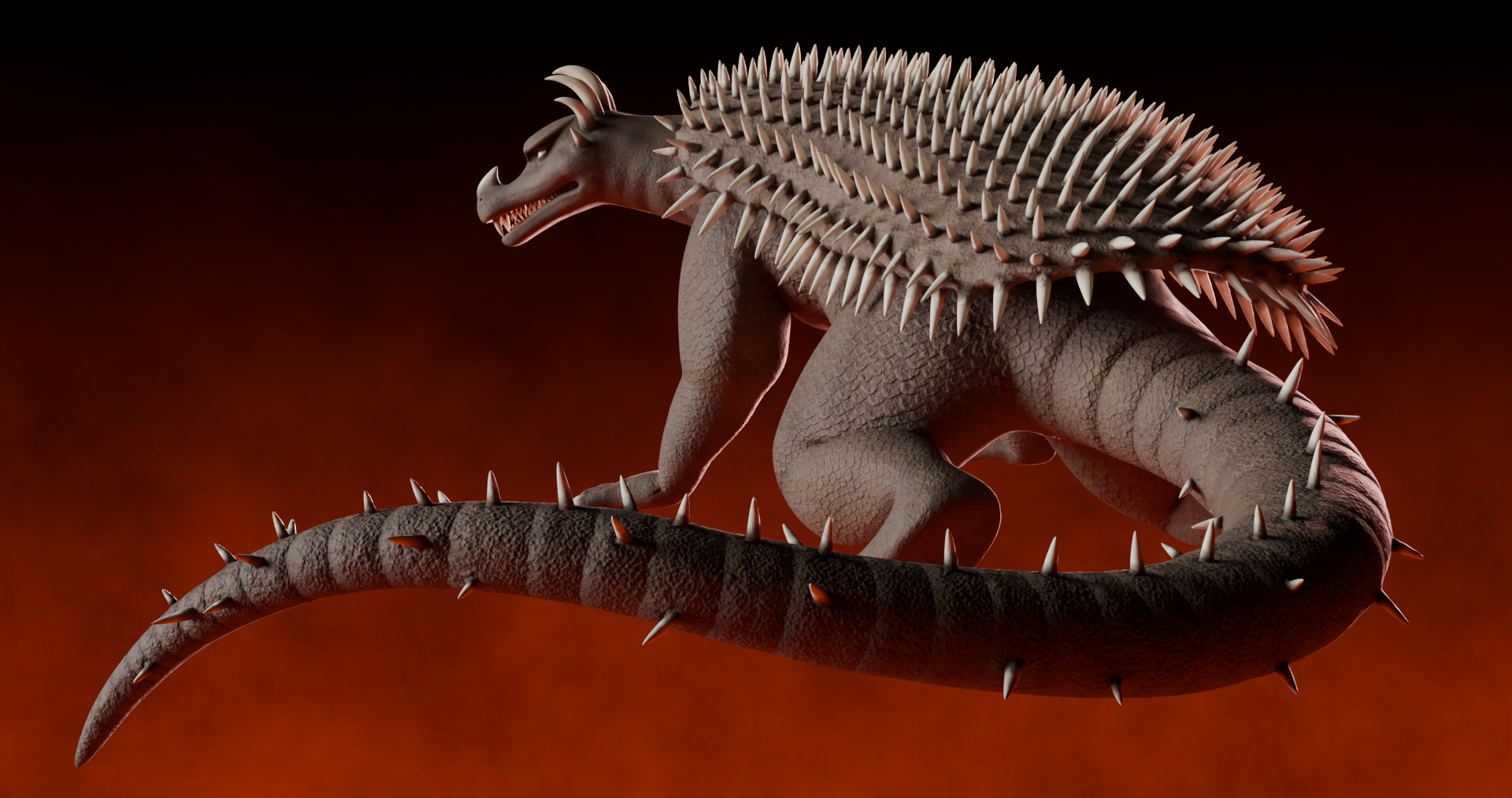 Anguirus 1955 (Blender 4.5+ and MMD) by SlightlyPurplish