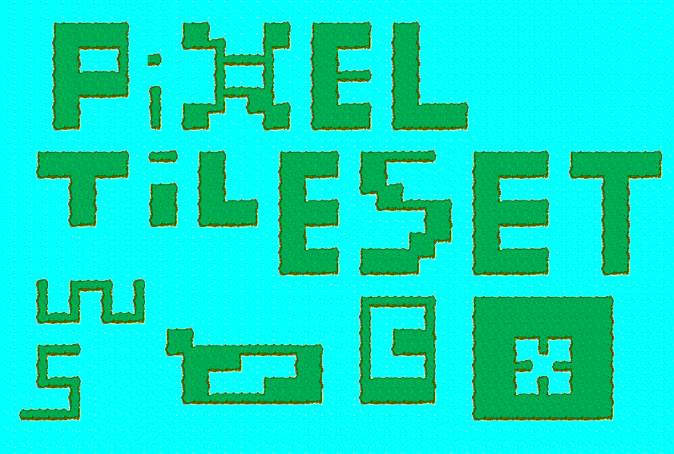 Grass/water pixel tileset by turtletennis