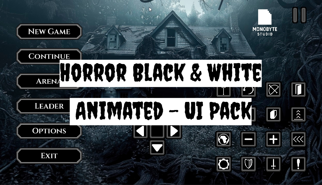 Horror Black & White Animated – UI Pack by MonoByte_Studio