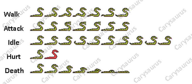 2D Pixel Snake Sprites with Animations by carysaurus