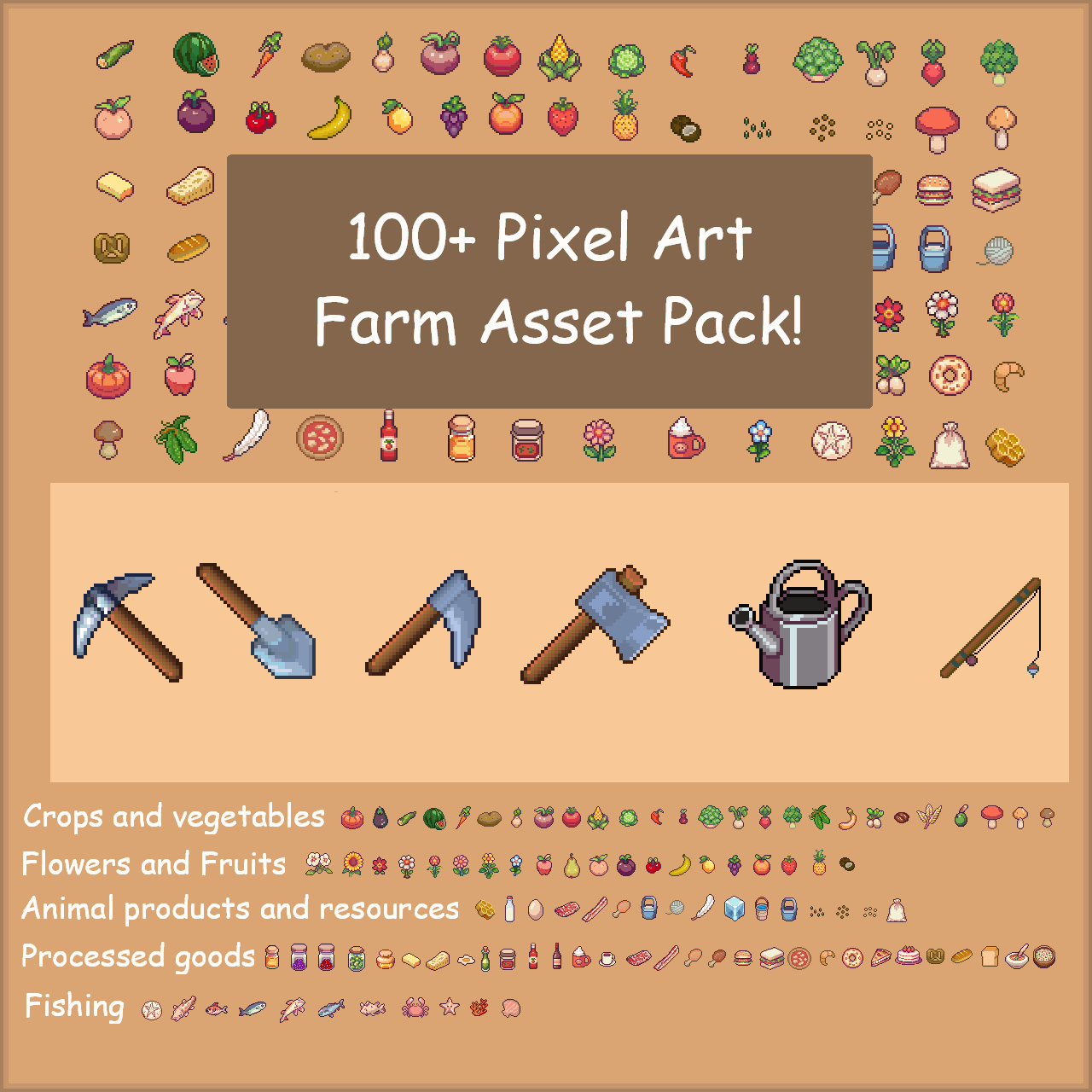 100+ Pixel Art Farm Asset Pack by Laryadrell