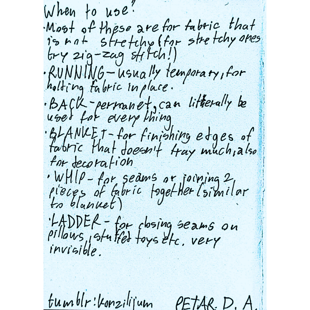 Basic sewing stitches zine by konzilijum zines