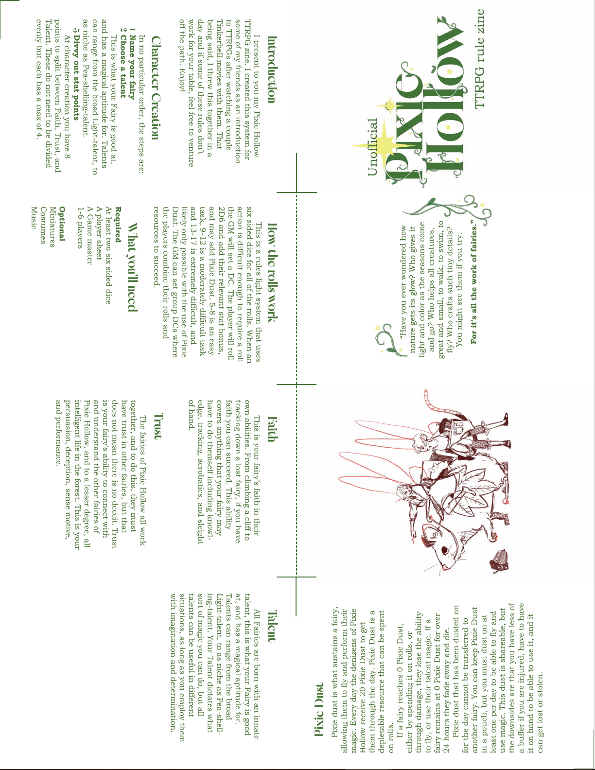 Unofficial Pixie Hollow TTRPG Zine by WizardsCodex