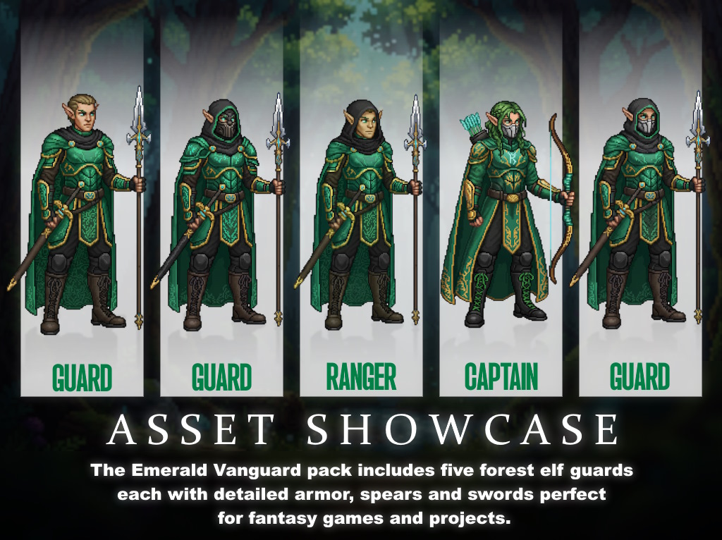 5 Fantasy RPG Elf Pixel Art - Faction NPC Pack by LunaScript