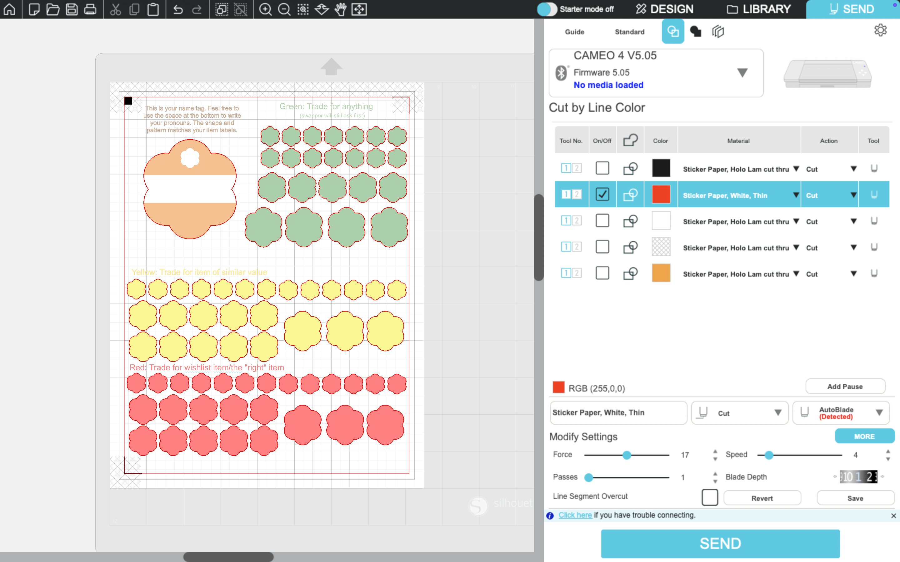 Swap Facilitation: Label Sheet Print & Cut Files (Silhouette Studio) by ...