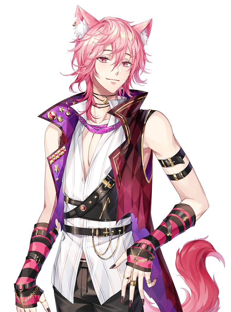 Free Visual Novel Character - Pink Cat Boy by WineChan
