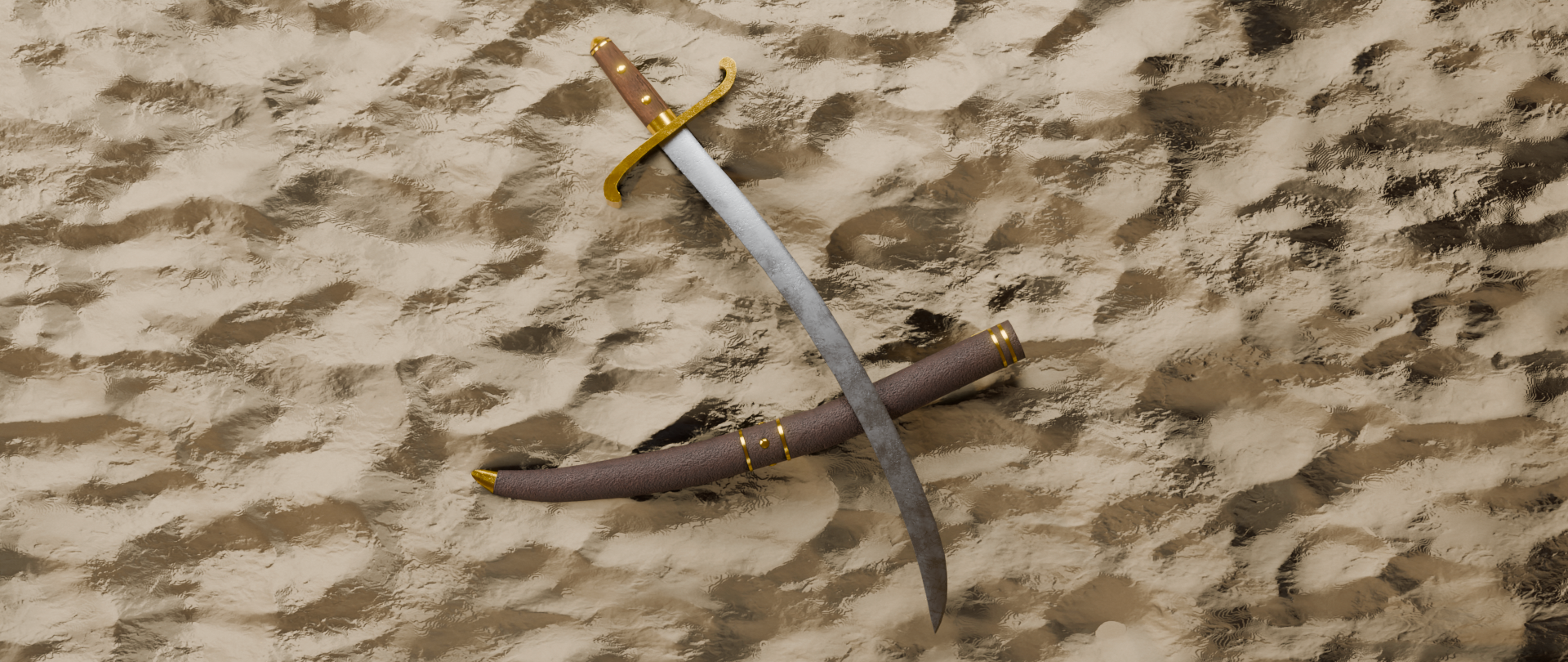 Mongolian Steppe Sabre With Scabbard by AdobeMano