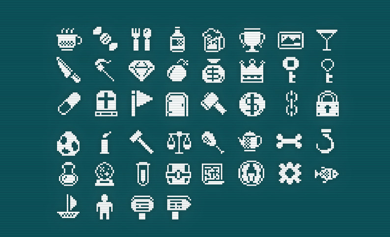 RPG icons —1 bit icon pack by pixelbean