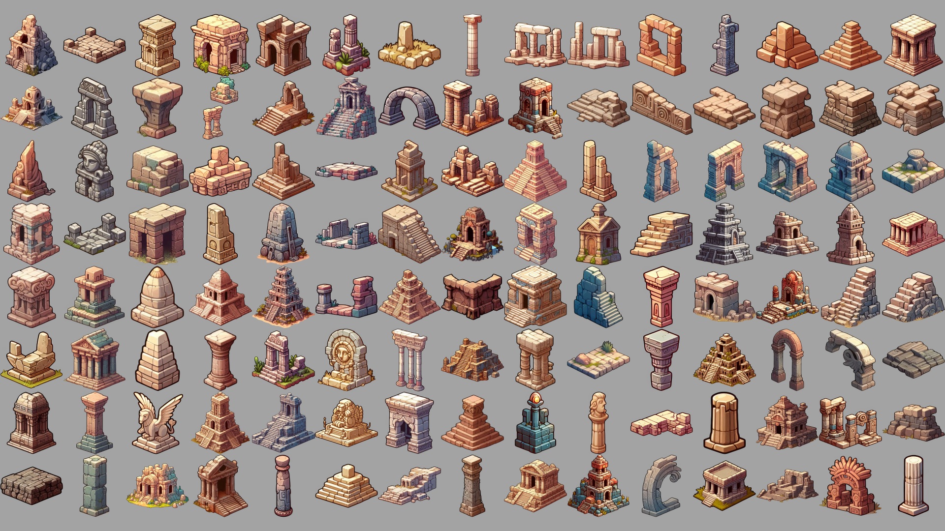 Pack 60 - Ancient Ruins - 500 Sprites by FortressSide