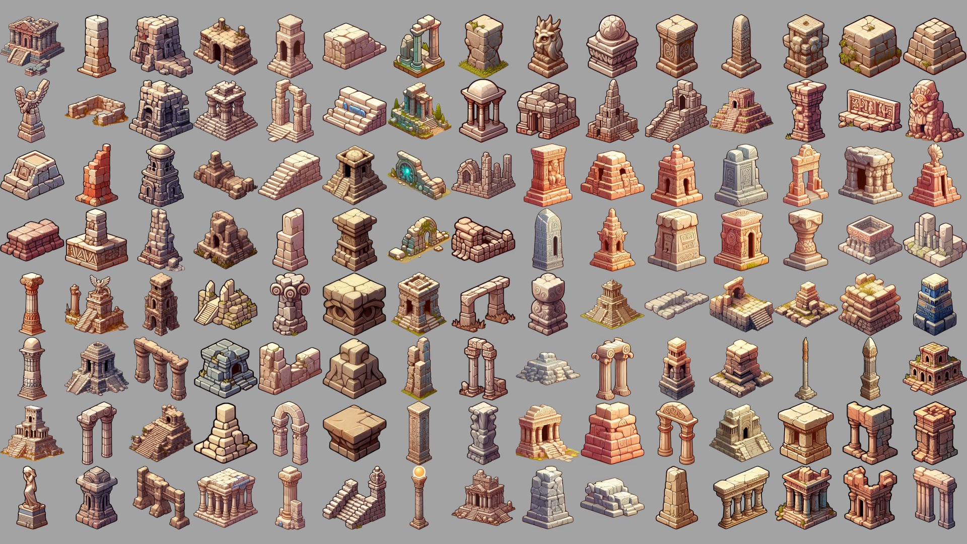 Pack 60 - Ancient Ruins - 500 Sprites by FortressSide