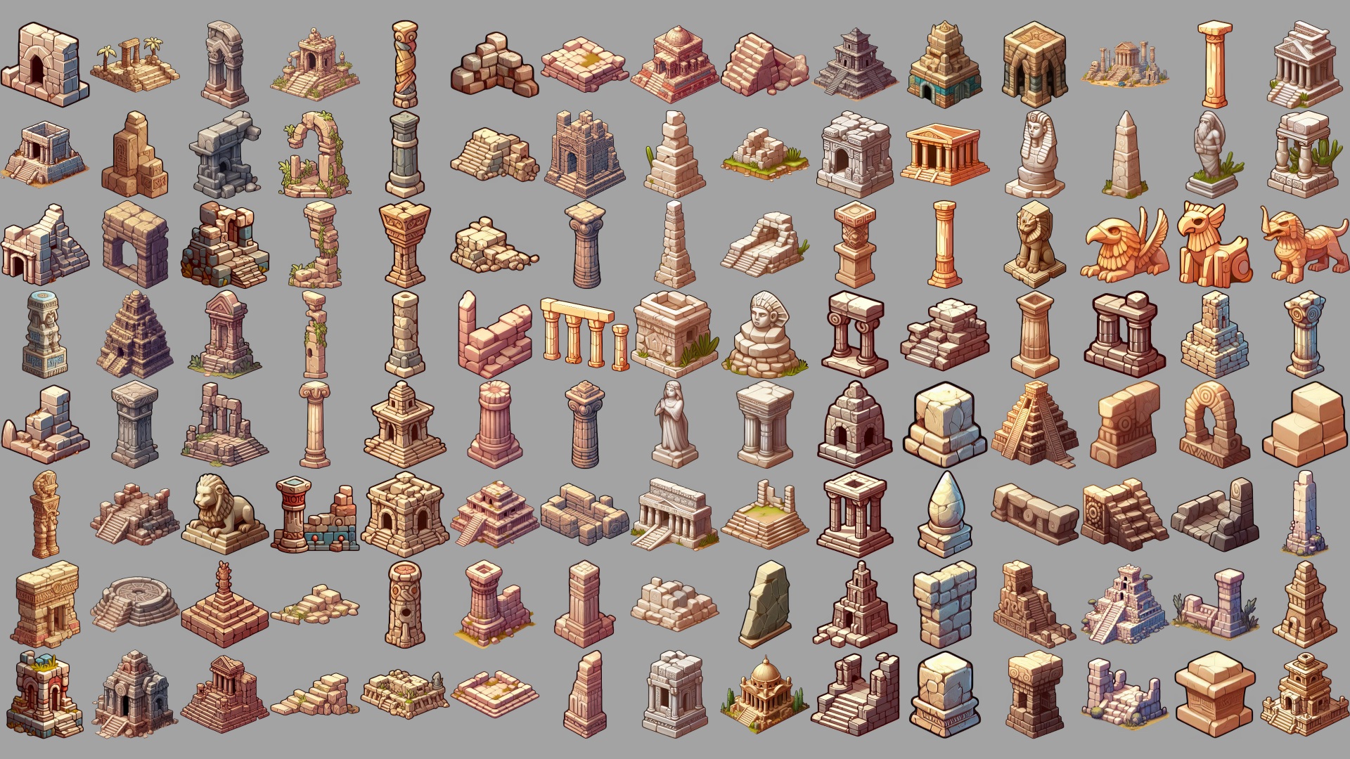 Pack 60 - Ancient Ruins - 500 Sprites by FortressSide