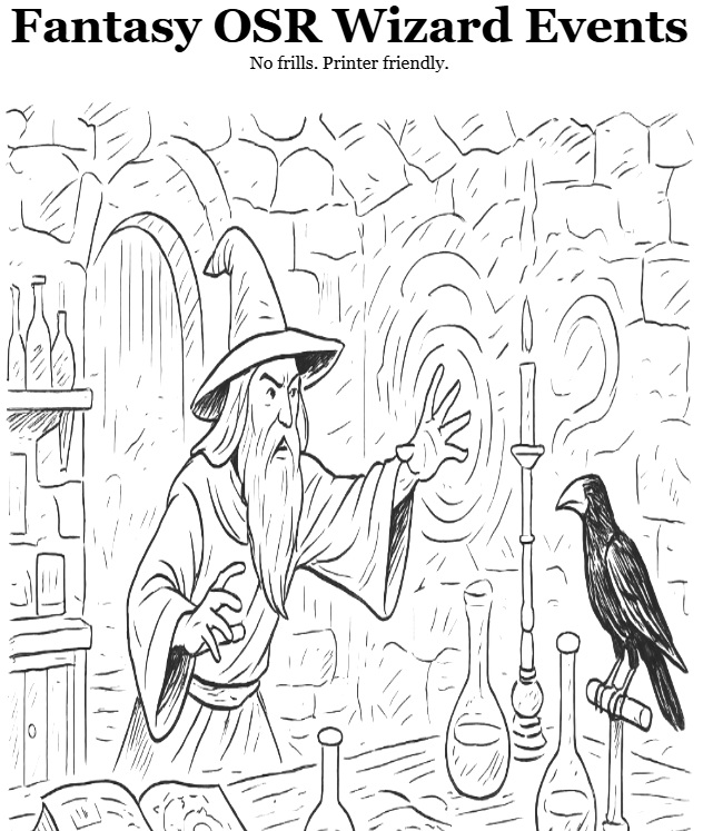 Fantasy OSR Wizard Events by Tolemykus