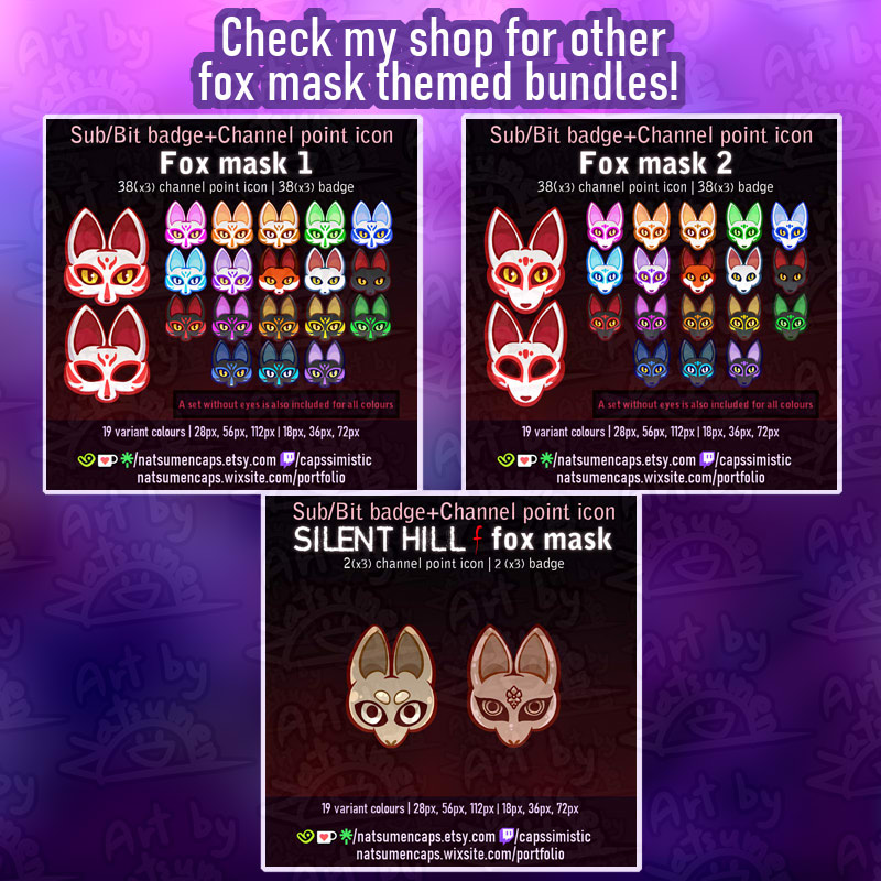 Fox mask 2 ※ Sub/Bit badge + Channel points icon premade by Natsumen.Caps