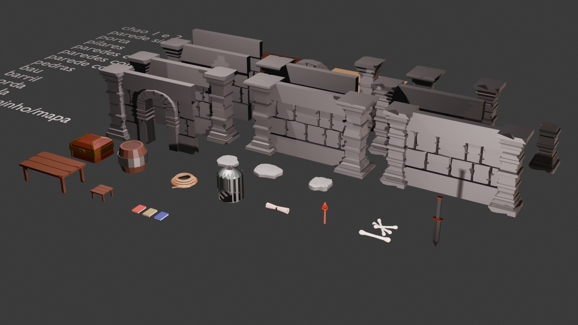 Dungeon Low-Poly 3D Assets by Cawina