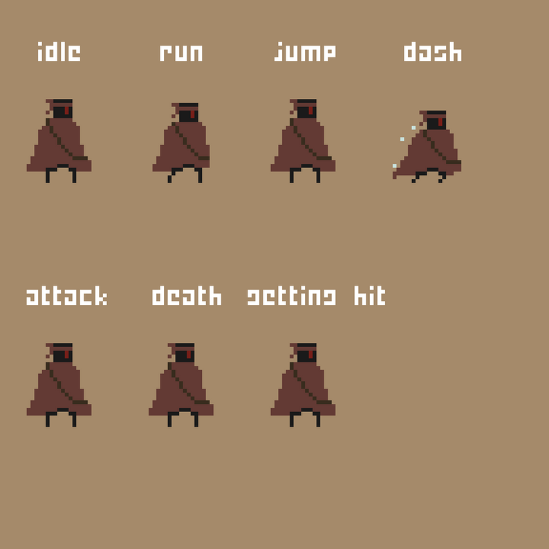Hooded Wanderer Pixel Animation Pack (32x32) by Toprak.exe