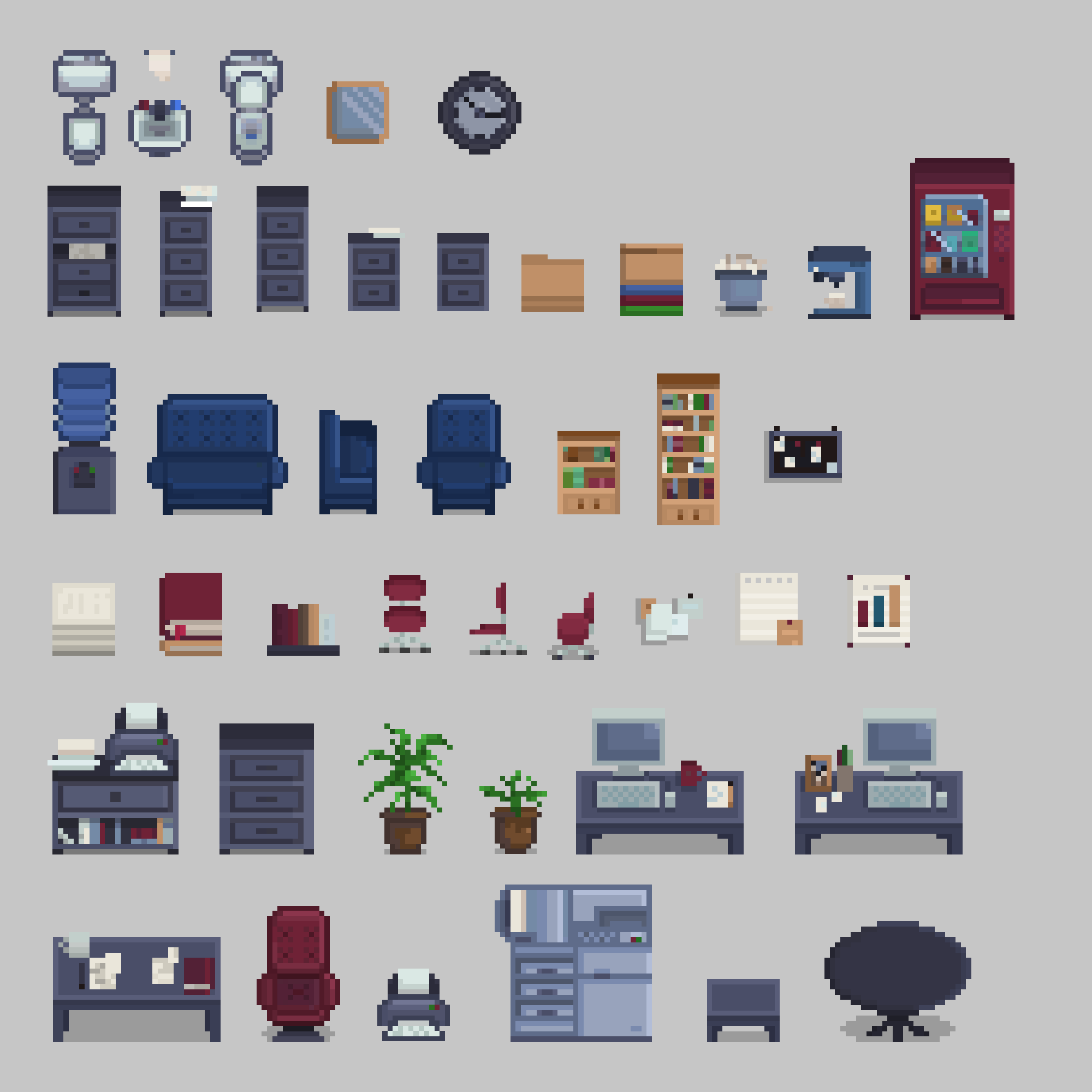 Free Furniture Office Equipment Set Pixel Art by Antea ⋆˙