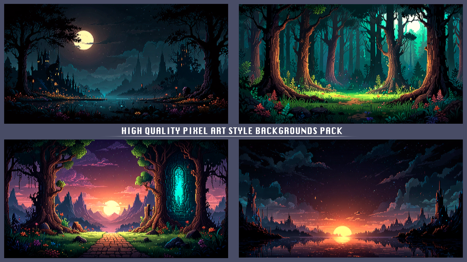160+ FANTASY PIXEL ART BACKGROUNDS by PIXELHUNT