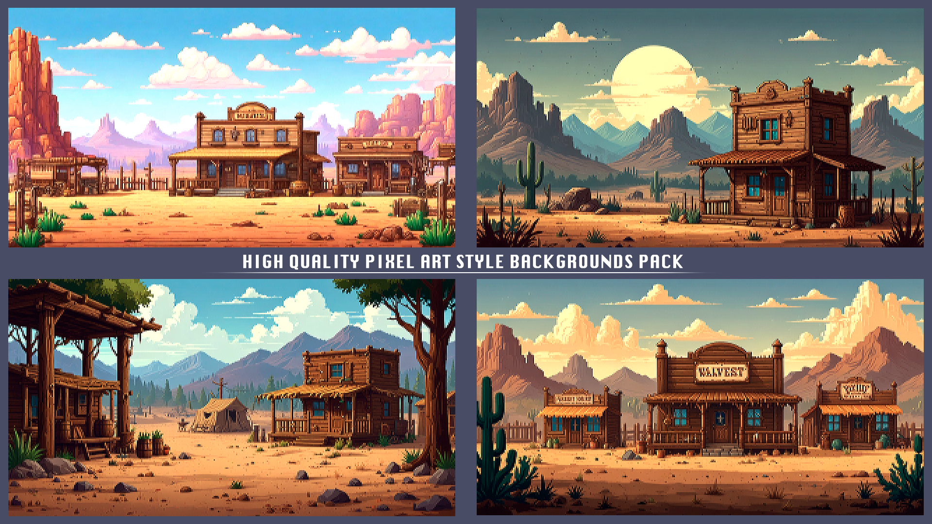 160+ WILD WEST PIXEL ART BACKGROUNDS by PIXELHUNT