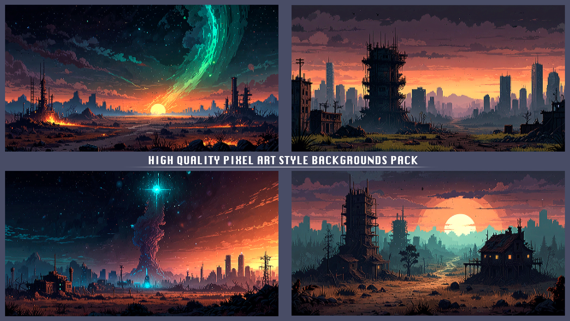 160+ POST-APOCALYPSE PIXEL ART BACKGROUNDS by PIXELHUNT
