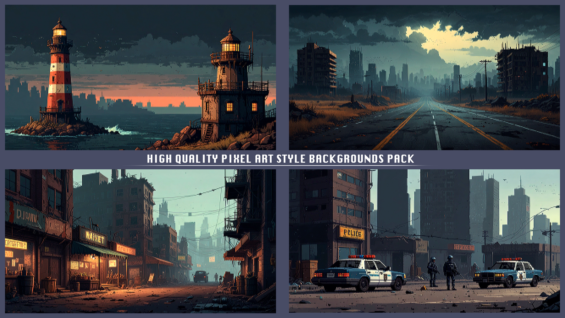 160+ POST-APOCALYPSE PIXEL ART BACKGROUNDS by PIXELHUNT