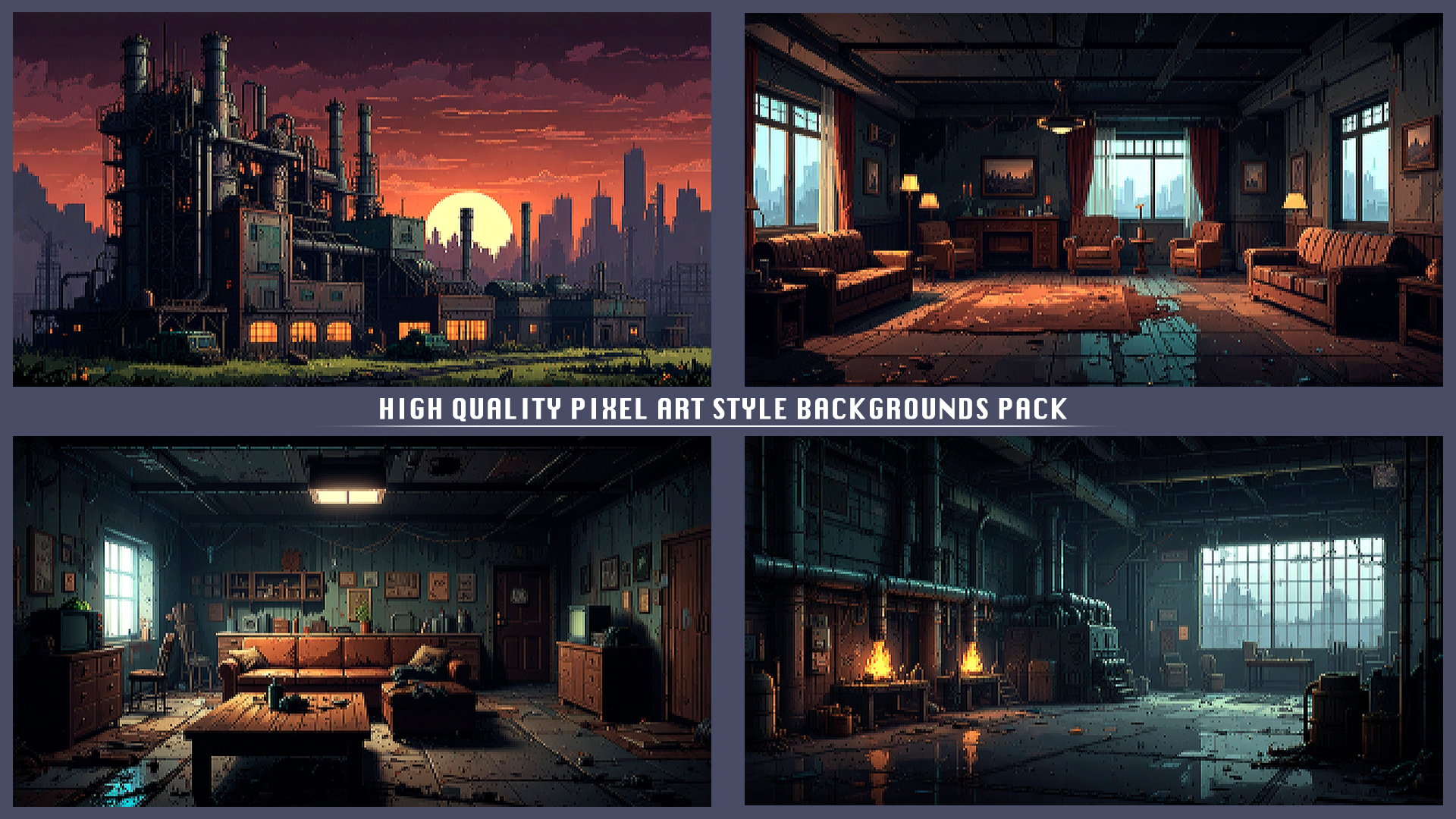 160+ POST-APOCALYPSE PIXEL ART BACKGROUNDS by PIXELHUNT