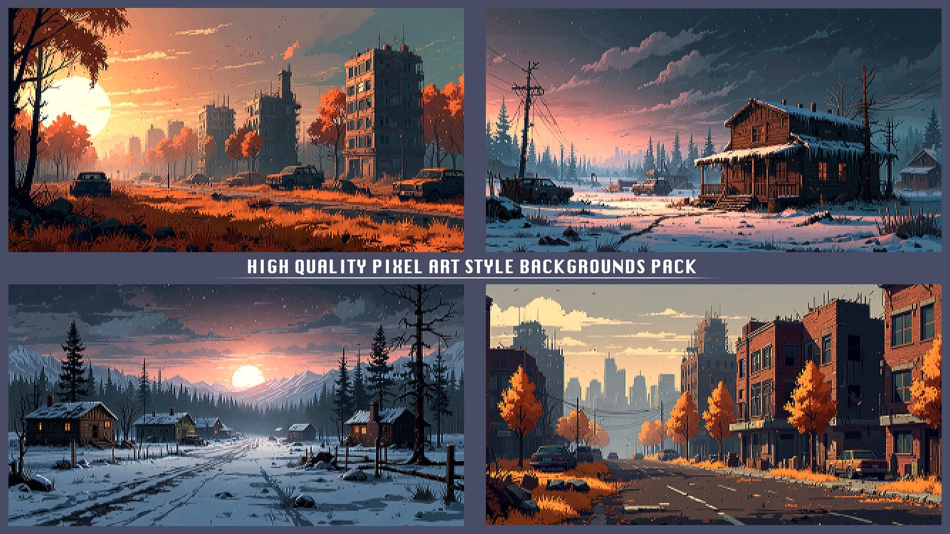 160+ POST-APOCALYPSE PIXEL ART BACKGROUNDS by PIXELHUNT