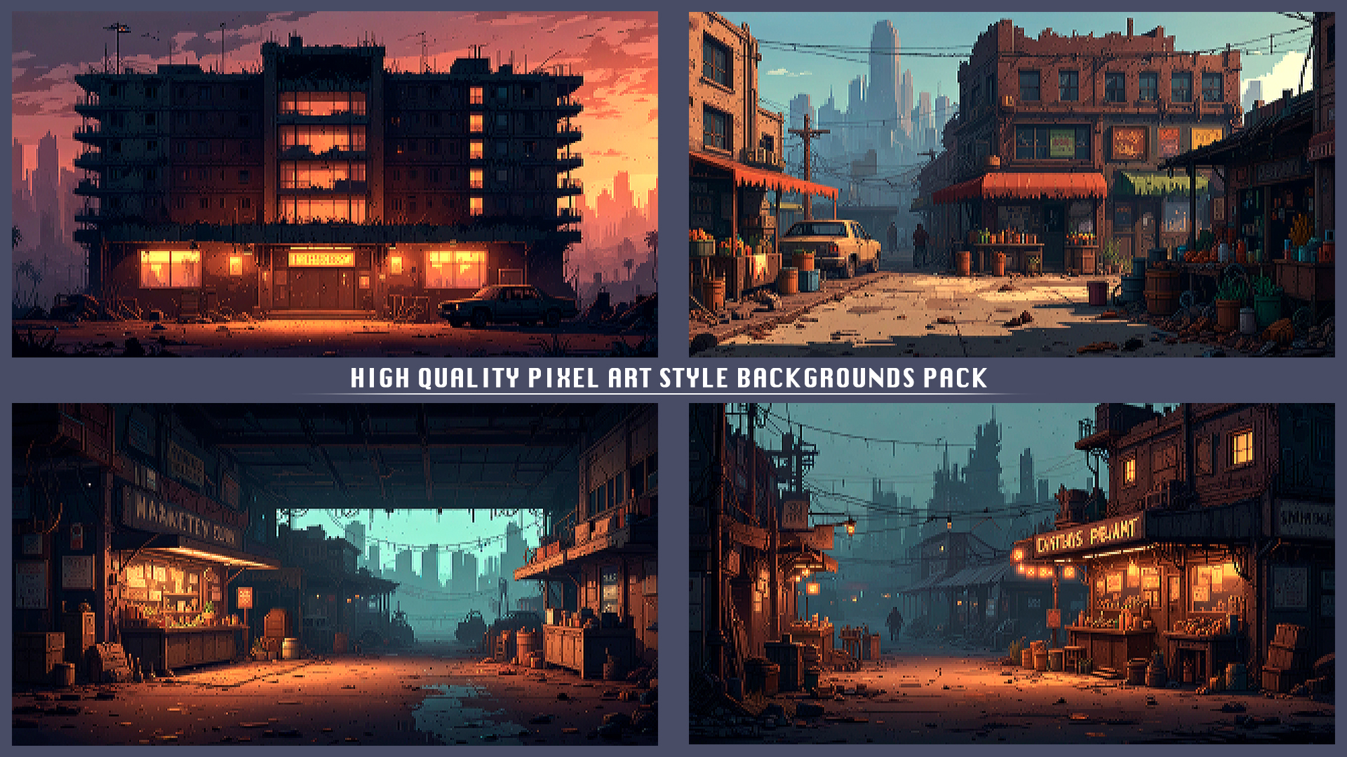 160+ POST-APOCALYPSE PIXEL ART BACKGROUNDS by PIXELHUNT
