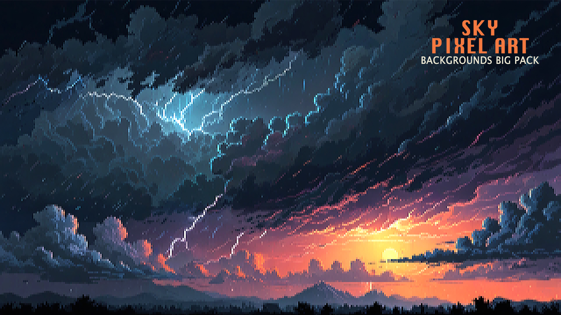 140+ SKY PIXEL ART BACKGROUNDS by PIXELHUNT