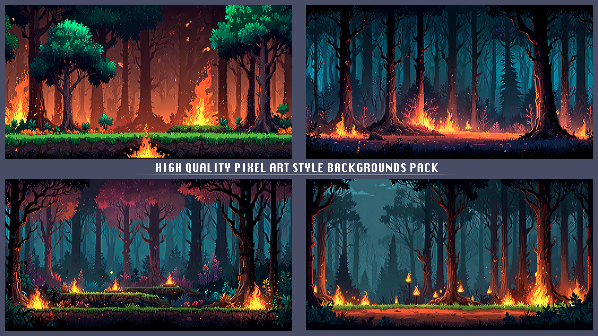 160+ FOREST PIXEL ART BACKGROUNDS by PIXELHUNT
