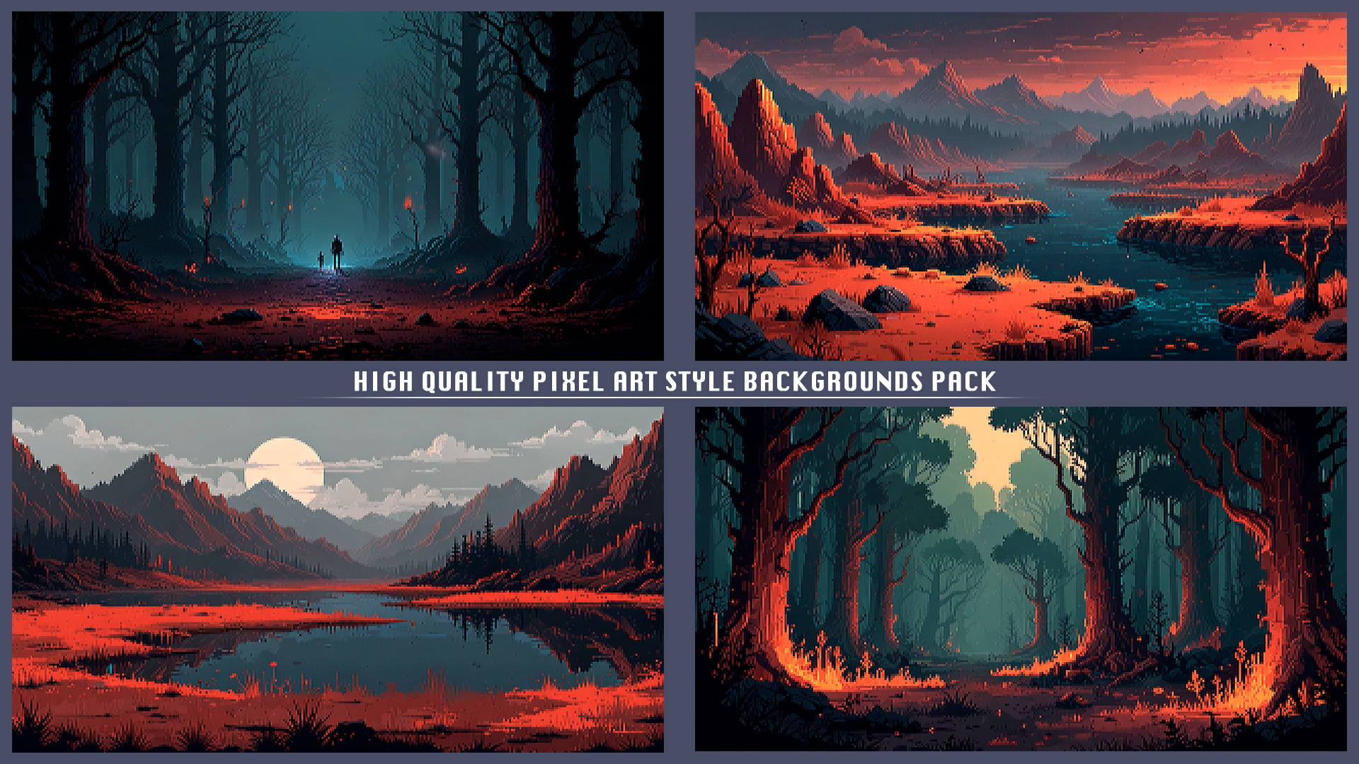 160+ HELL DEMONIC PIXEL ART BACKGROUNDS by PIXELHUNT