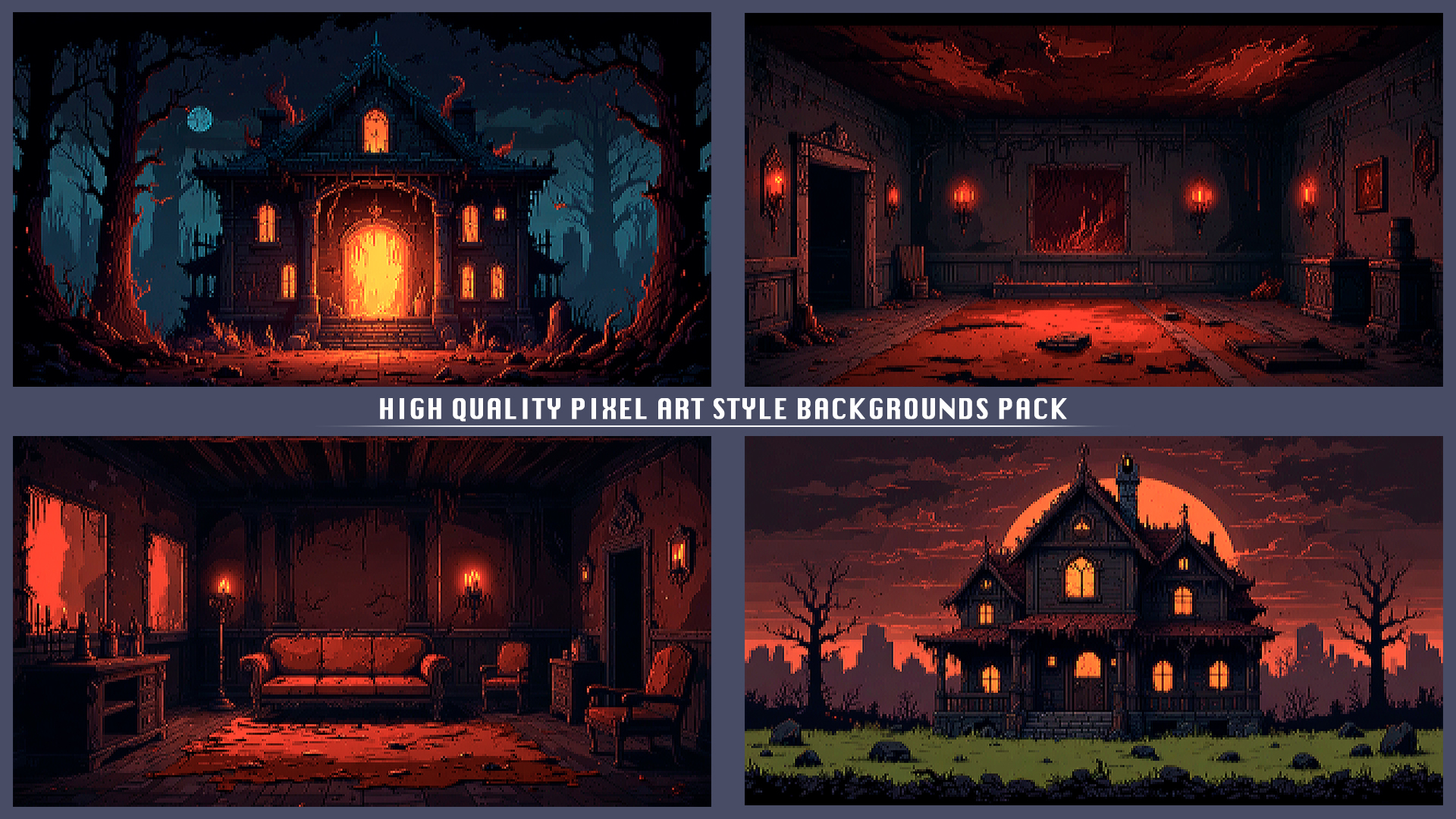 160+ HELL DEMONIC PIXEL ART BACKGROUNDS by PIXELHUNT