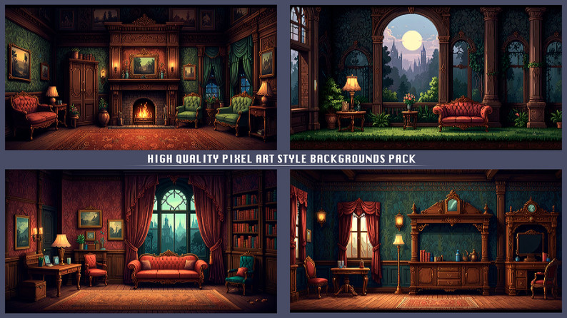 160+ VICTORIAN PIXEL ART BACKGROUNDS by PIXELHUNT