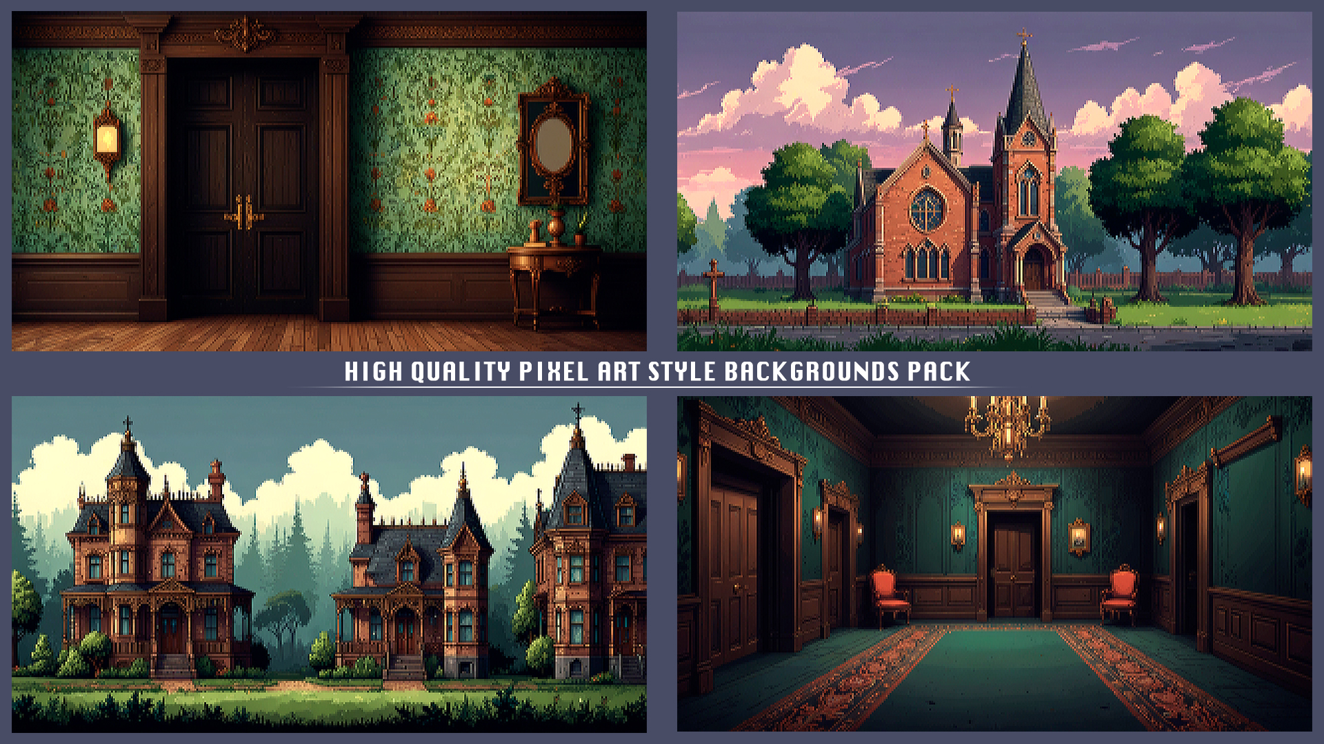 160+ VICTORIAN PIXEL ART BACKGROUNDS by PIXELHUNT
