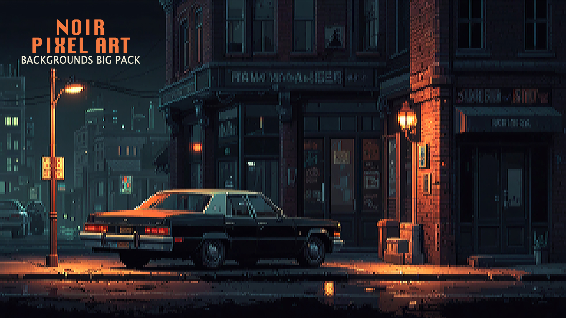 135+ NOIR PIXEL ART BACKGROUNDS by PIXELHUNT