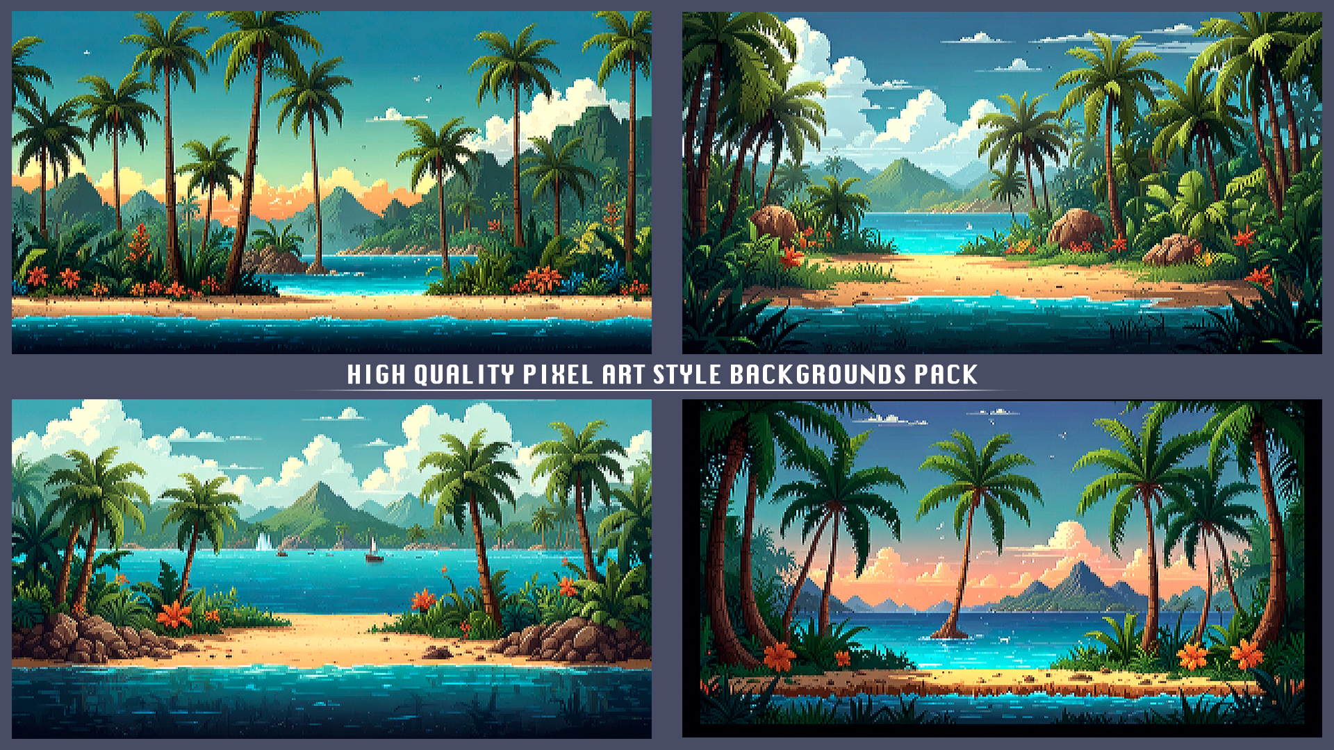 165+ TROPICAL PIXEL ART BACKGROUNDS by PIXELHUNT