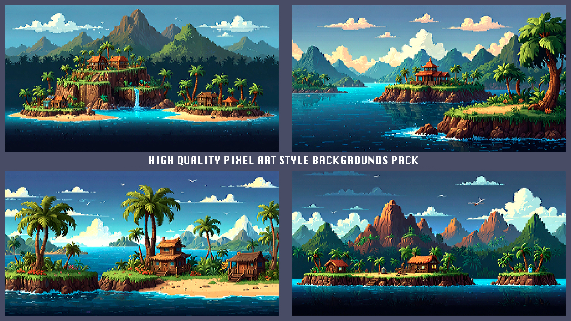 165+ TROPICAL PIXEL ART BACKGROUNDS by PIXELHUNT