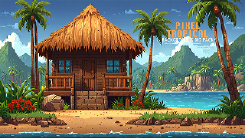 165+ TROPICAL PIXEL ART BACKGROUNDS by PIXELHUNT