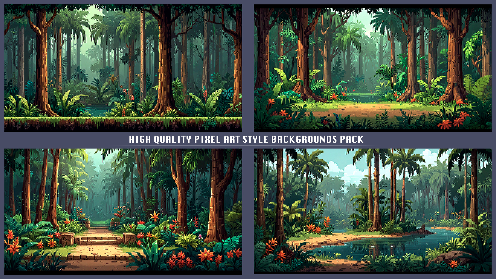 165+ TROPICAL PIXEL ART BACKGROUNDS by PIXELHUNT