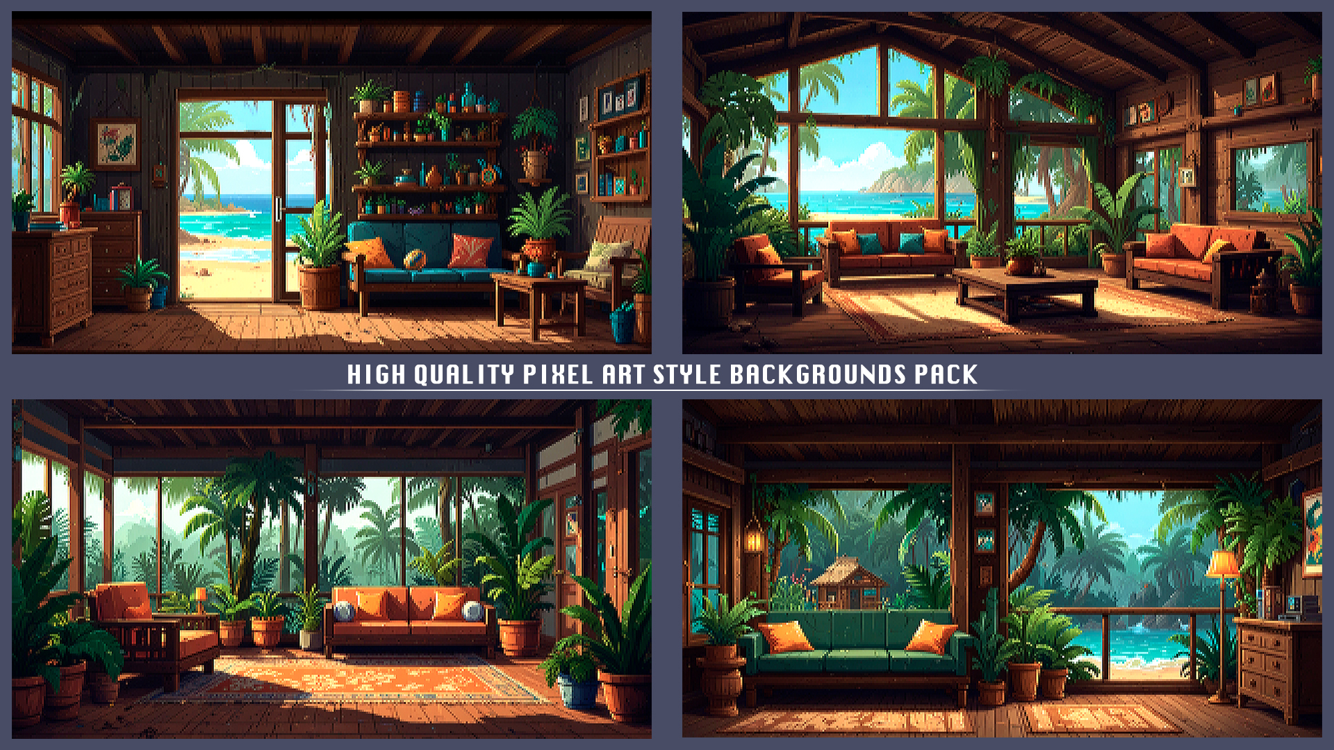 165+ TROPICAL PIXEL ART BACKGROUNDS by PIXELHUNT