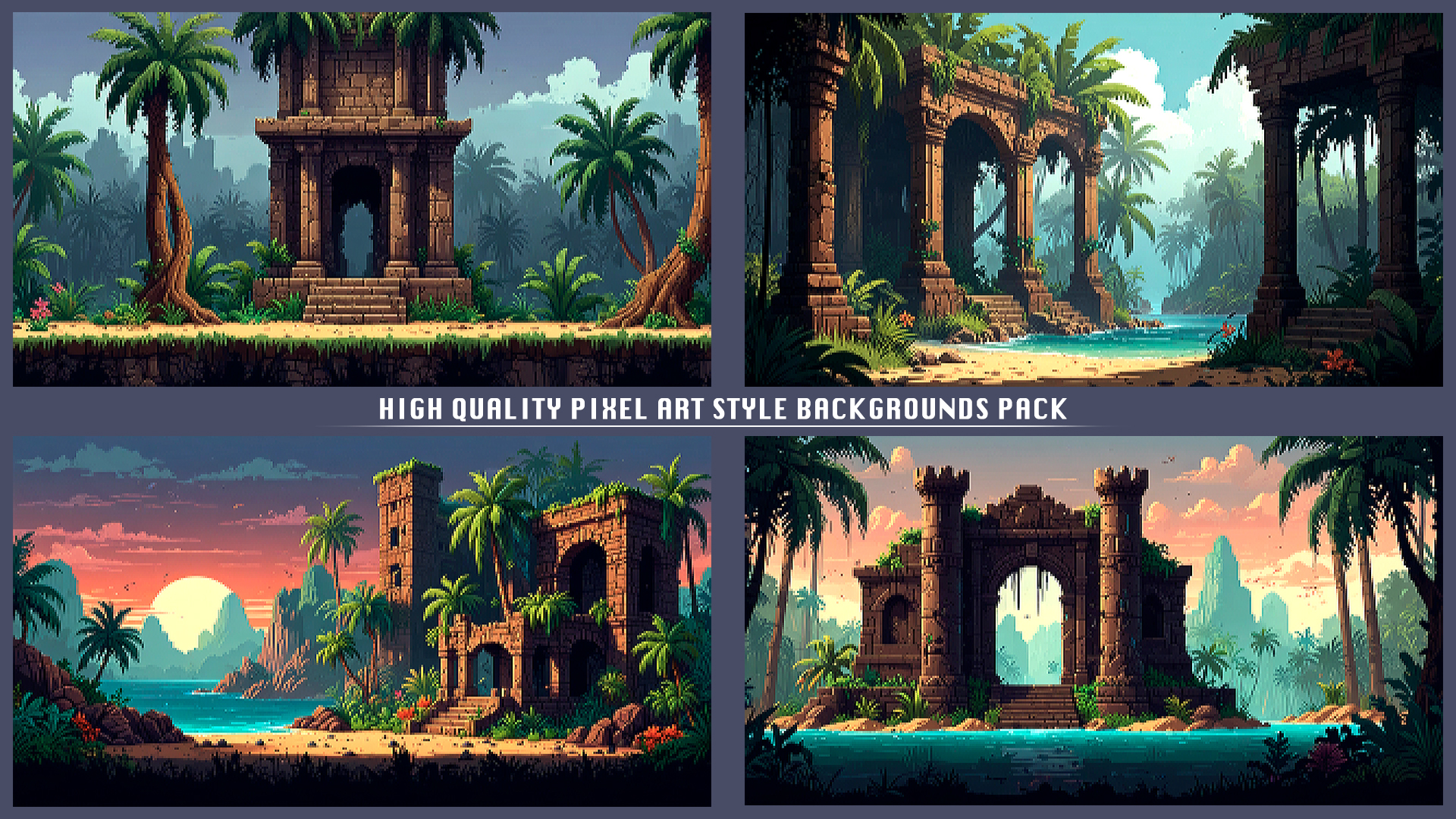 165+ TROPICAL PIXEL ART BACKGROUNDS by PIXELHUNT