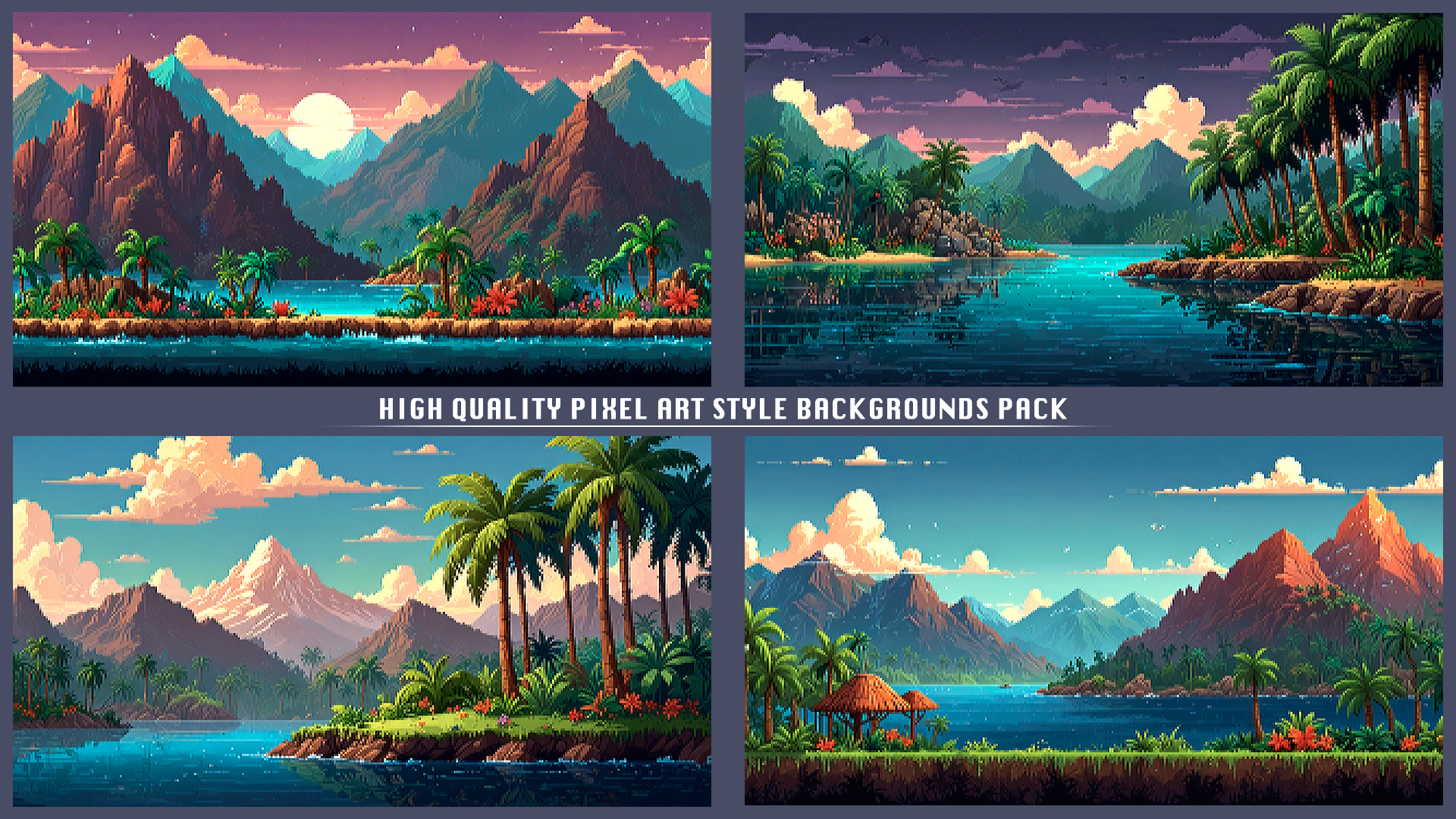 165+ TROPICAL PIXEL ART BACKGROUNDS by PIXELHUNT