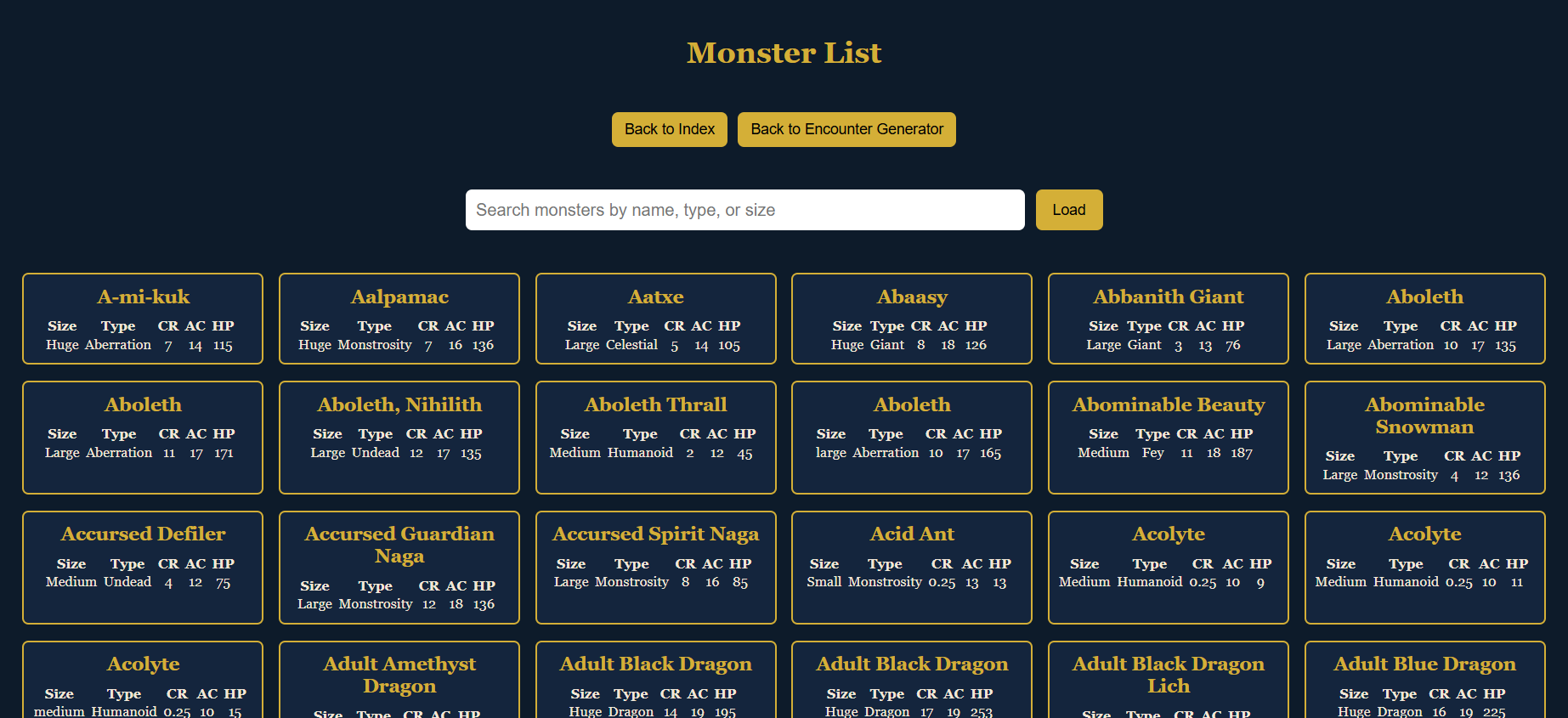 Encounter Generator (D&D 5e) by Charon Apollyon