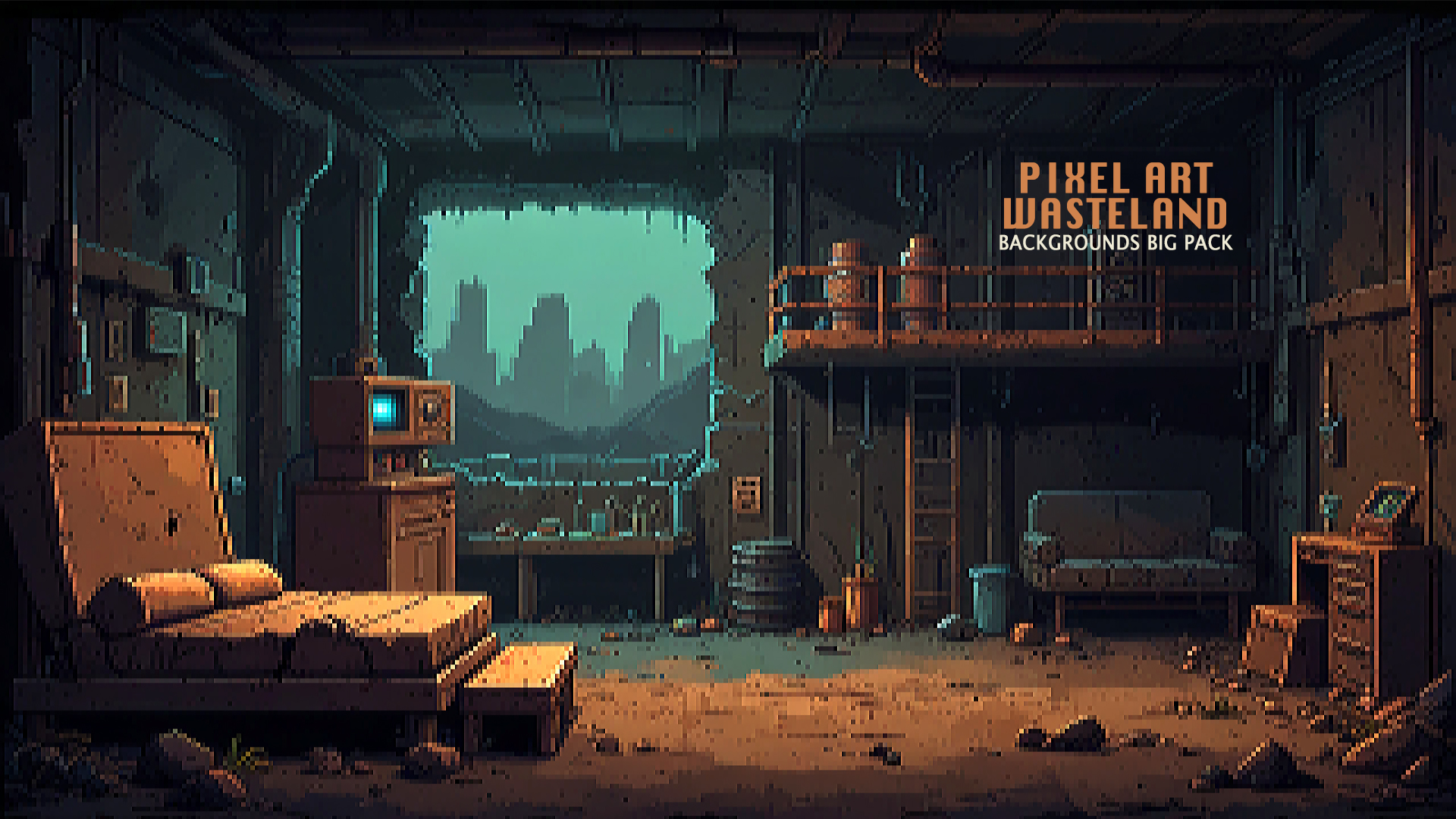 160+ WASTELAND PIXEL ART BACKGROUNDS by PIXELHUNT