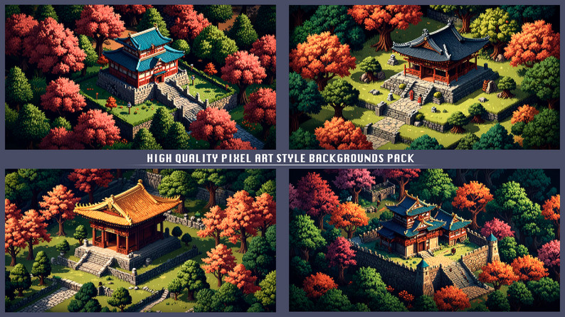 150+ ASIAN ISOMETRIC BACKGROUNDS by PIXELHUNT