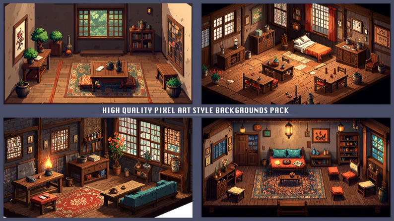 150+ ASIAN ISOMETRIC BACKGROUNDS by PIXELHUNT