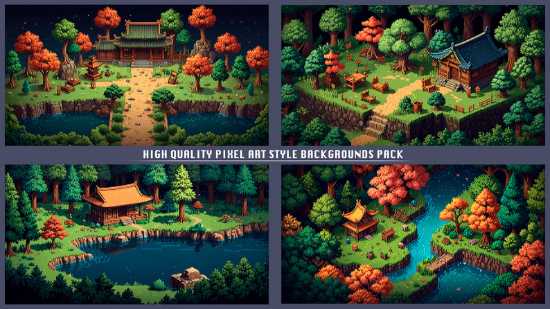 150+ ASIAN ISOMETRIC BACKGROUNDS by PIXELHUNT
