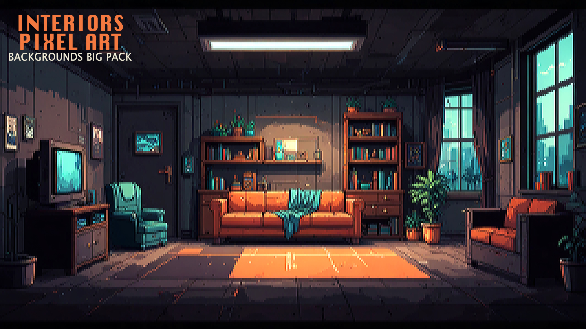 160+ INTERIORS PIXEL ART BACKGROUNDS by PIXELHUNT